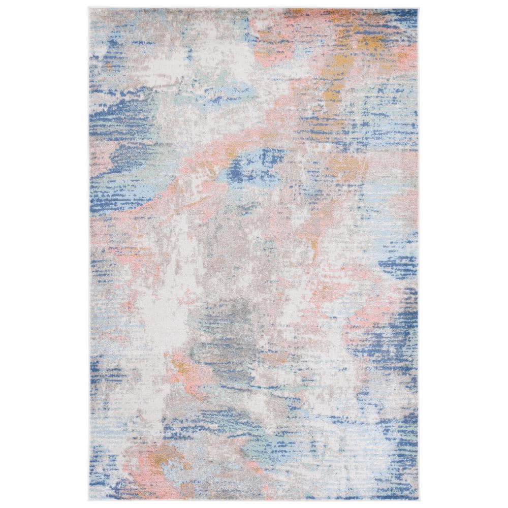 SAFAVIEH Skyler Collection Beige Blue/Pink 9 ft. x 12 ft. Abstract ...