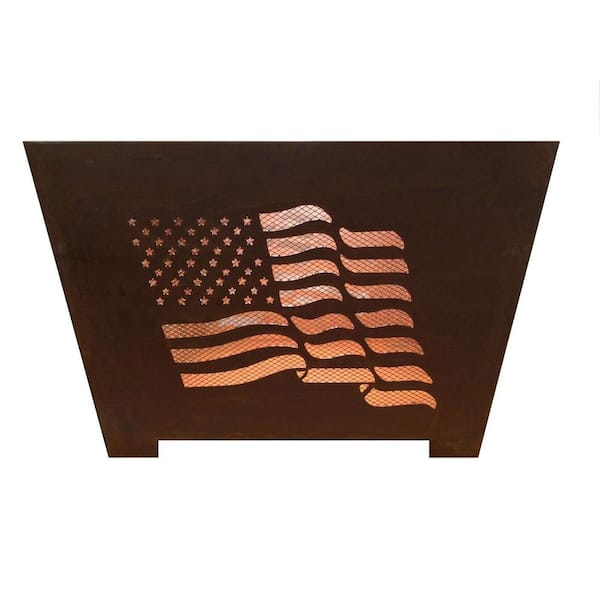 Esschert Design Flag 24 in. x 16 in. Square Steel Wood Burning Fire Pit ...