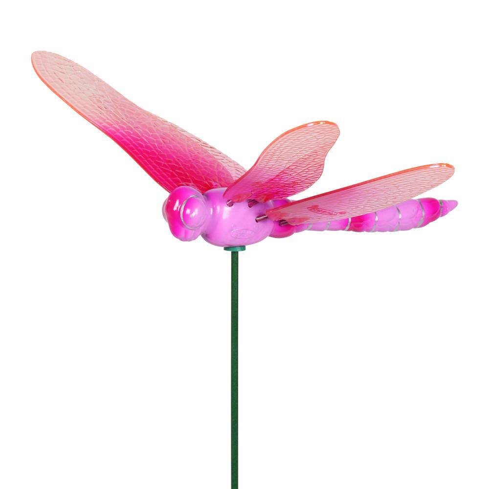 Exhart WindyWing Dragonfly Ombre 2.46 ft. Pink Plastic Garden Stake ...