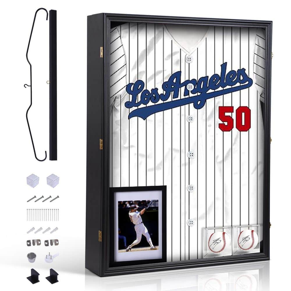 Black 28 in. x 37 in. XL Jersey Frame Display Case, Deep Jersey Display ...