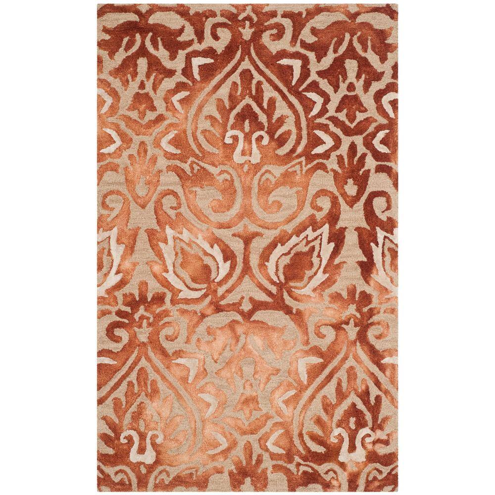 SAFAVIEH Dip Dye Copper/Beige Doormat 3 ft. x 5 ft. Medallion Area Rug ...