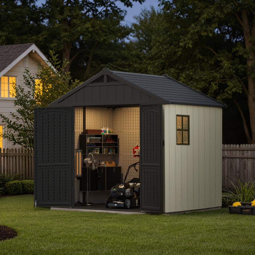 Patiowell 8ft. W x 6ft. D Plastic Outdoor Storage Shed with Floor ...