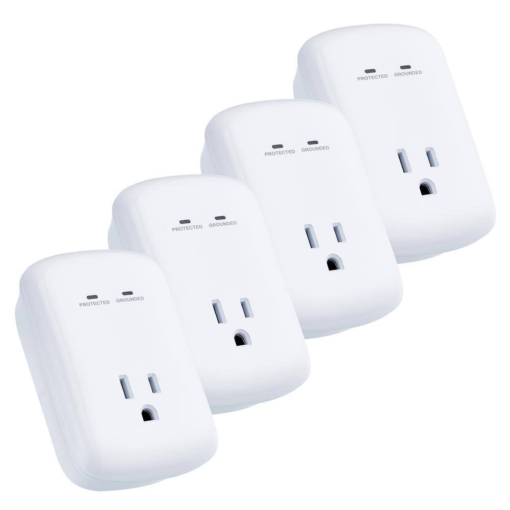 Commercial Electric 1-Outlet Wall Mounted Surge Protector, White (4 ...
