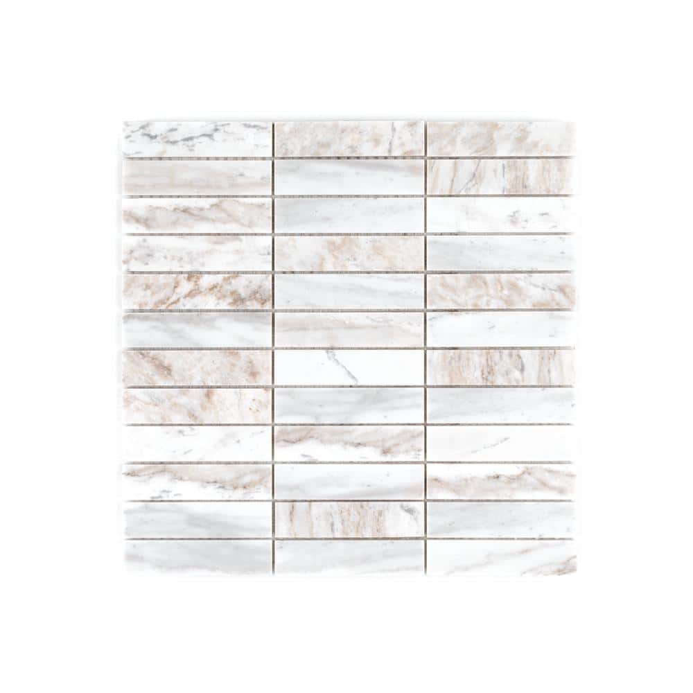 Jeffrey Court Calico Stack Cream 12 in. x 12 in. Rectangle Polished ...