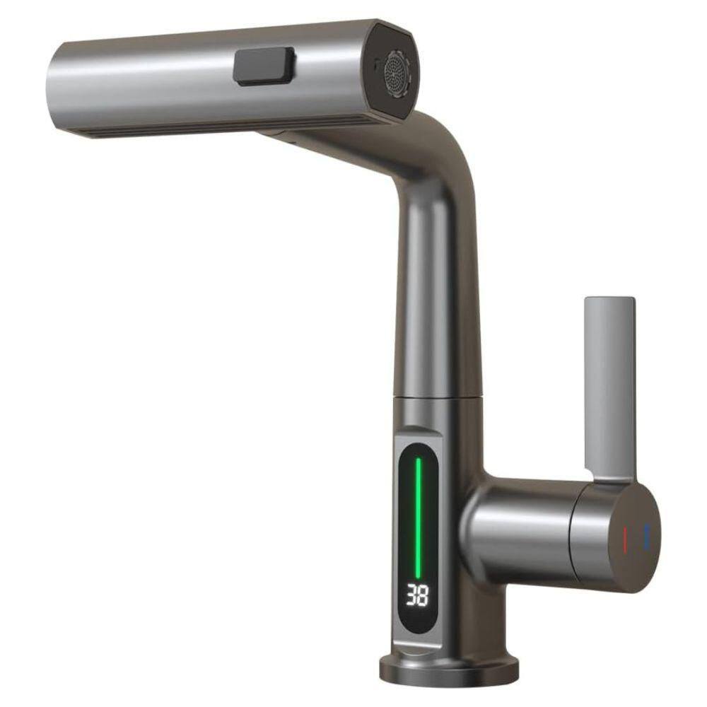 GELE Single Handle LED Faucet with Pull-Out Sprayer, Waterfall, 11.81 ...
