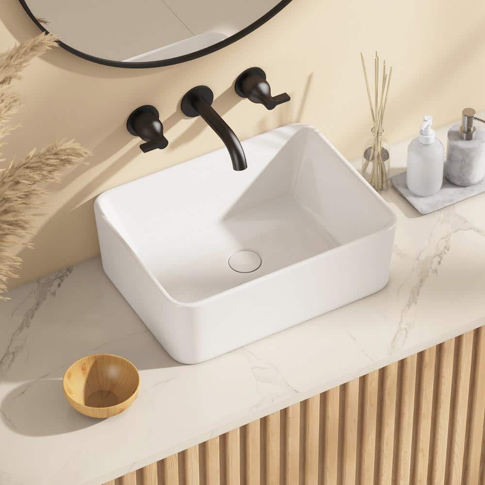 Eridanus Siena 16 in. W x 12 in. D Vessel Bathroom Sink in White ...