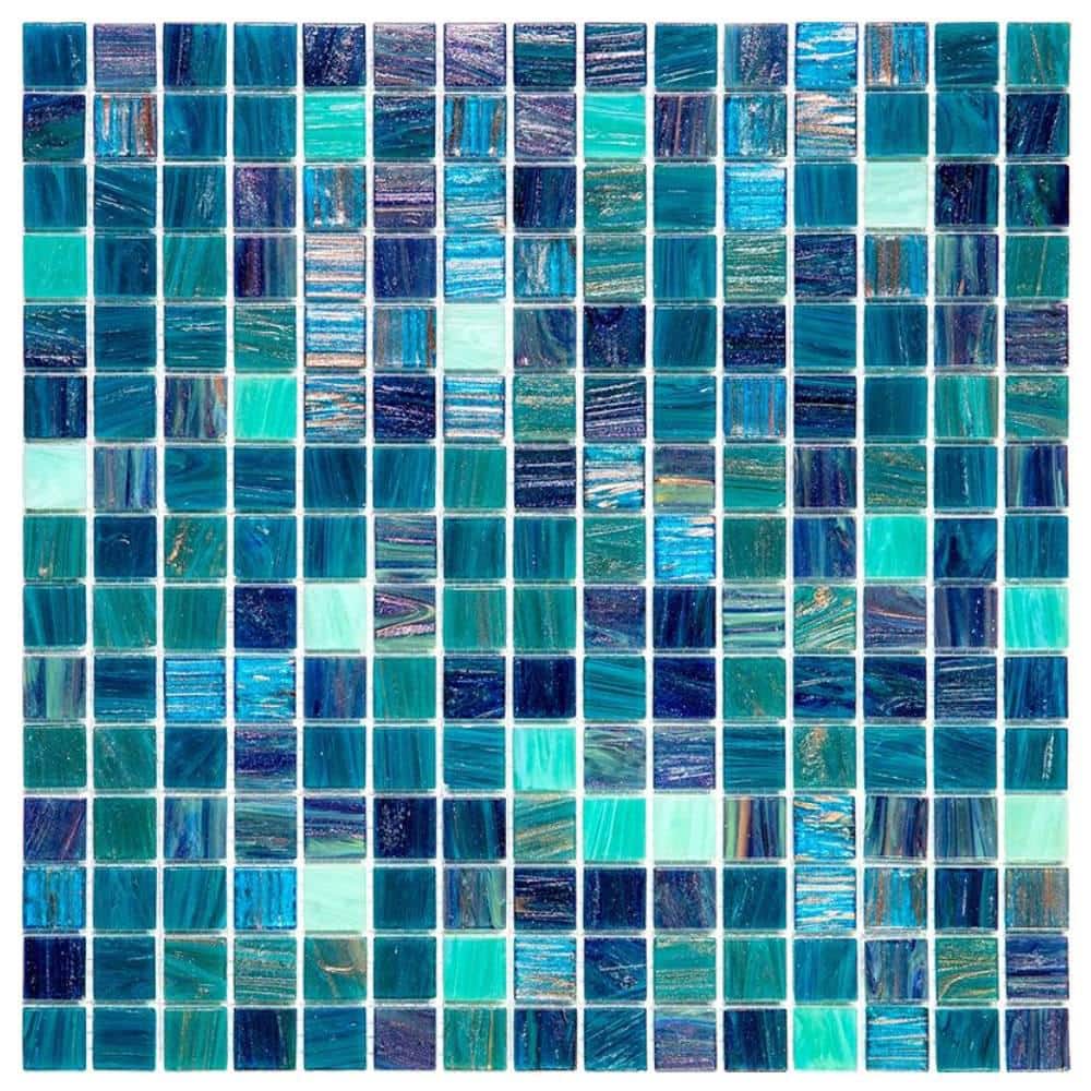 Apollo Tile Mingles 12 in. x 12 in. Glossy Green Glass Mosaic Wall and ...