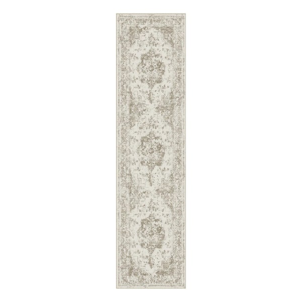 HaiiMeid Jane Eyre Brown 2 ft. x 8 ft. Vintage Medallion Distressed ...