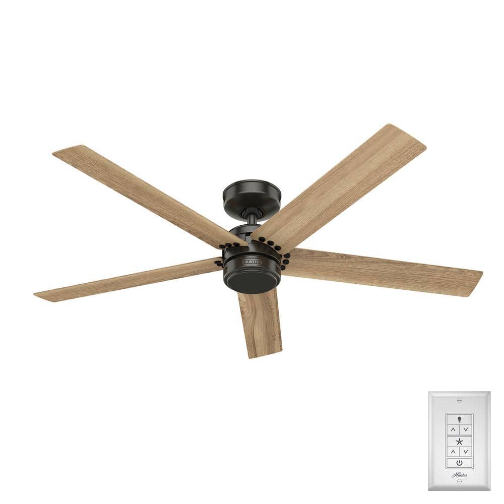Hunter Burton 52 in. Indoor/Outdoor Noble Bronze Ceiling Fan with Wall ...