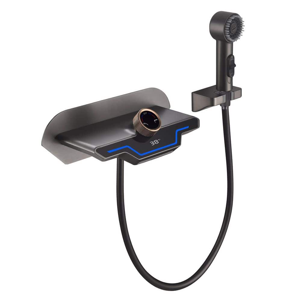 FLG Single-Handle Wall-Mount Roman Tub Faucet with Hand Shower Brass ...