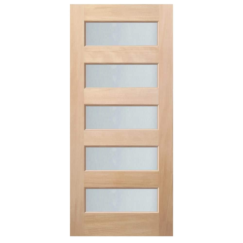 Pacific Entries 36 in. x 79 in. Unfinished Contemporary 5-Lite Mistlite ...