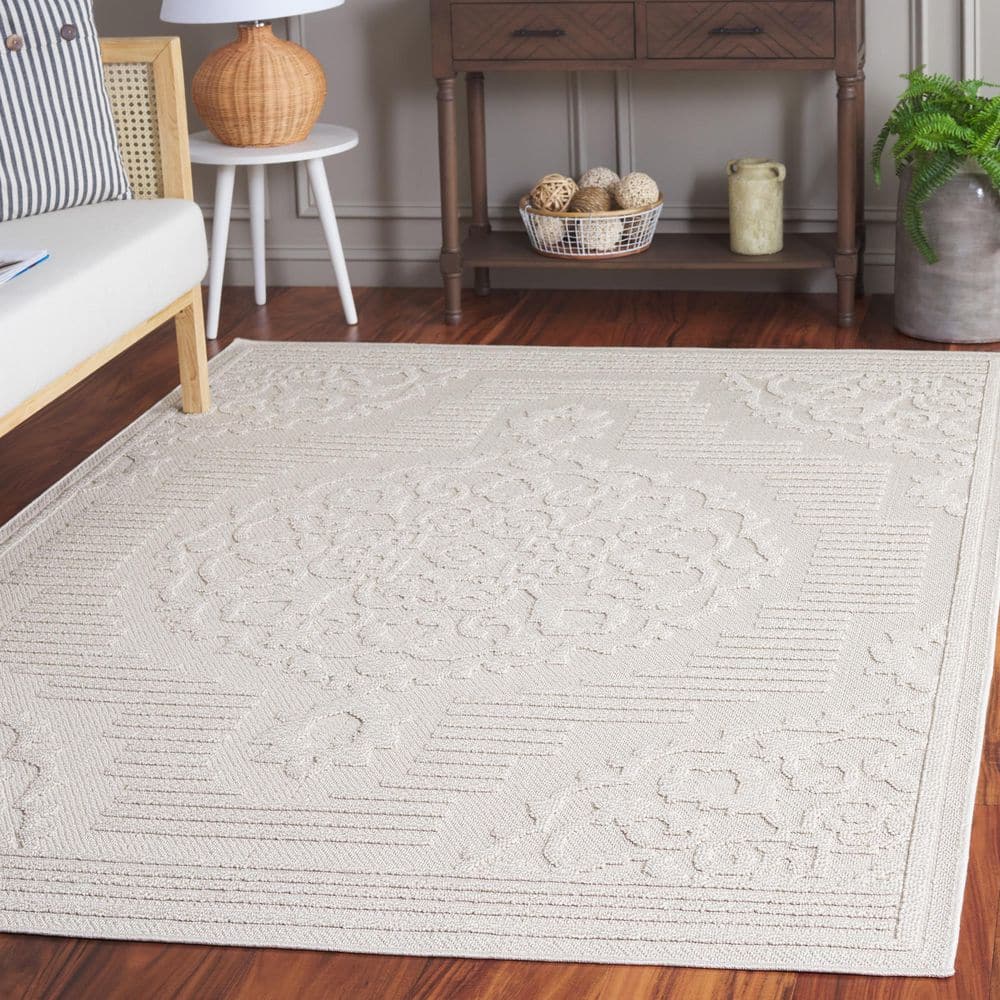 SAFAVIEH Paros 4 ft. x 6 ft. Ivory Solid Abstract Area Rug POS106A-4 ...