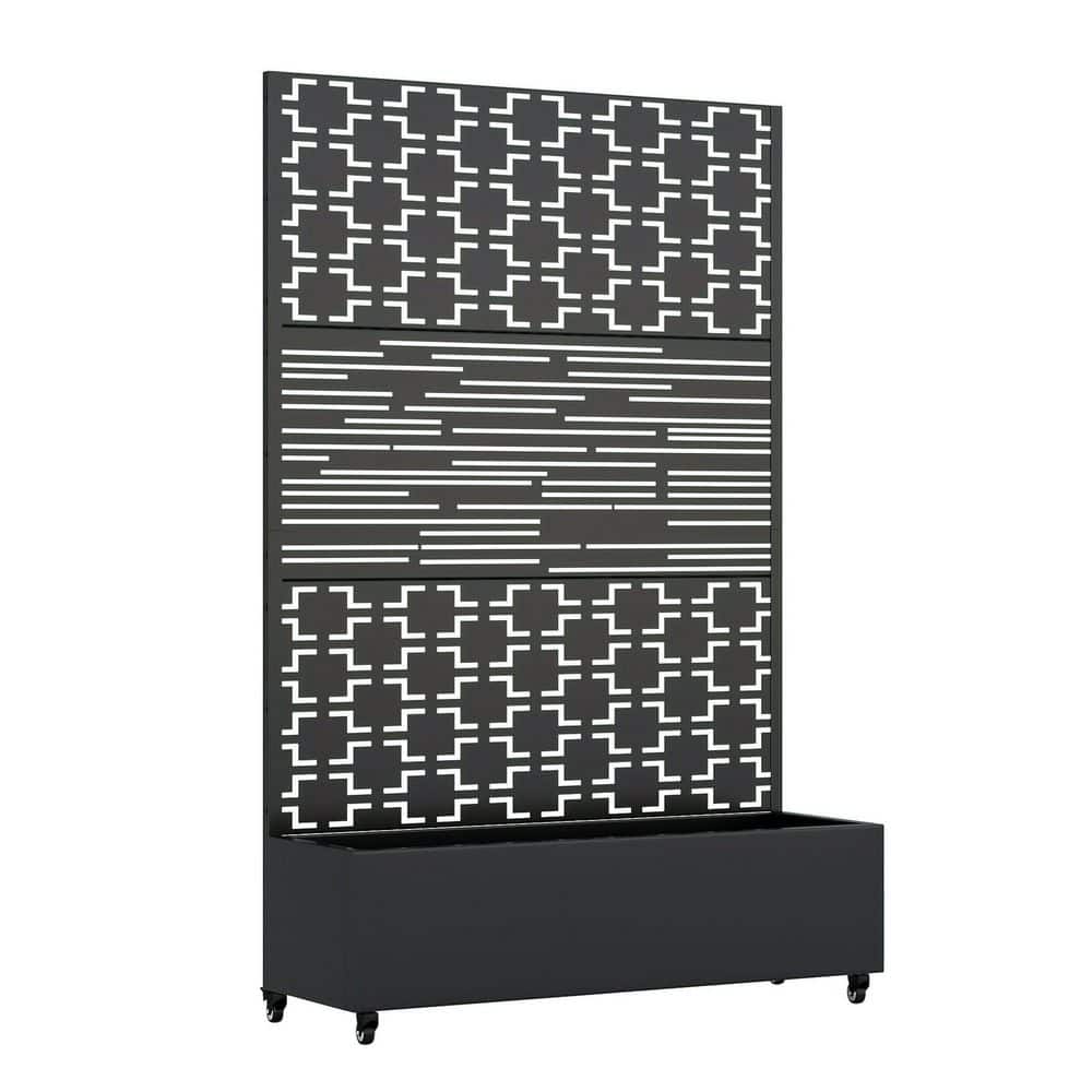 SpassWay 6 ft. H x 4 ft. W Metal Planter Box Privacy Screen Garden Bed ...