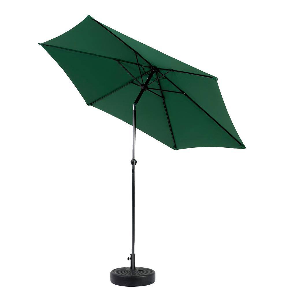 Tatayosi 9 ft. Steel Market Crank and Push Button Tilt Patio Umbrella in Dark Green WF-H-WFS-008 ...