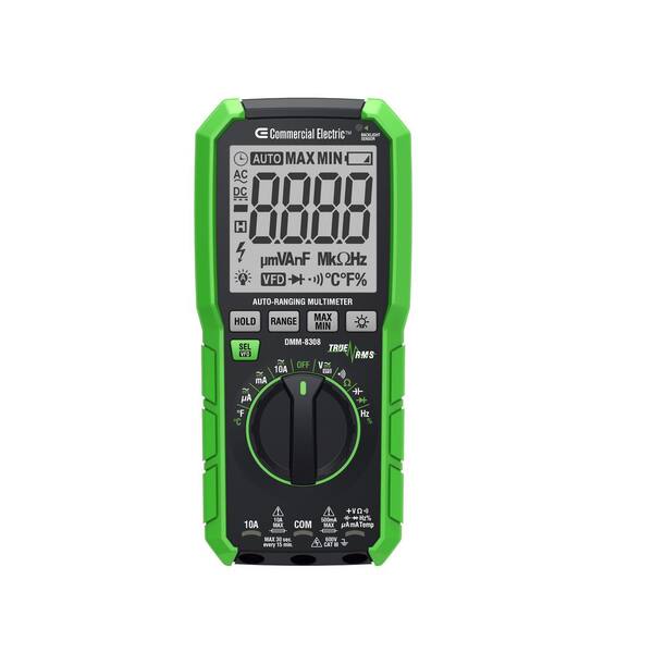 Commercial Electric 600-Volt True RMS Anto-ranging Digital Multimter ...