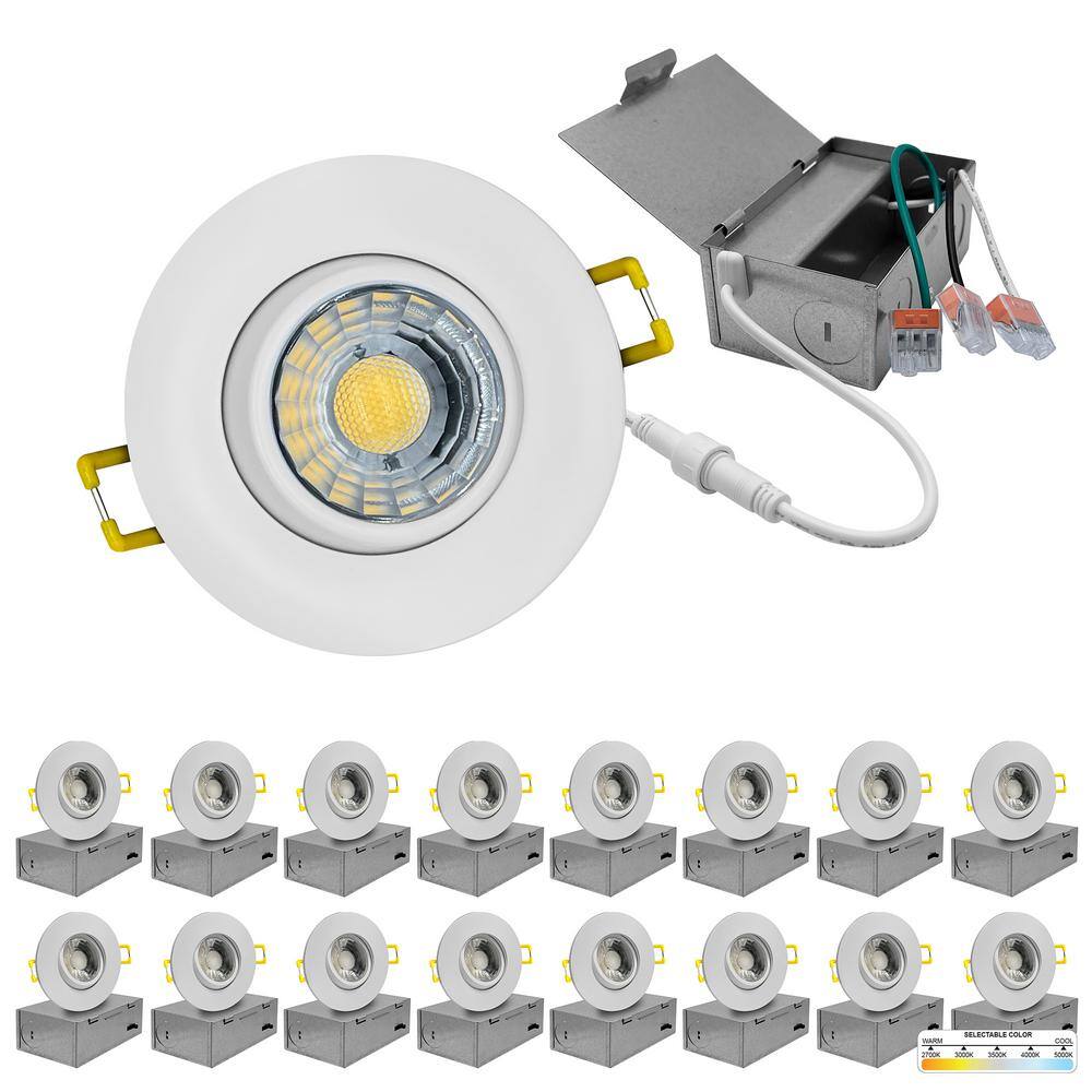 NuWatt 3 in. Canless White Round Gimbal Integrated LED Recessed Light ...