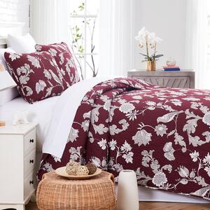 Southshore Fine Linens Early Spring 3-Piece Red King Microfiber Quilt ...