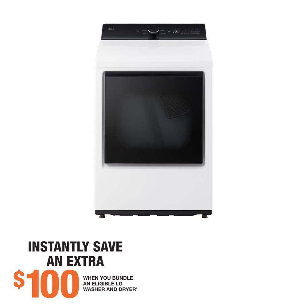 LG 7.3 cu. ft. Vented SMART Gas Dryer in Alpine White with EasyLoad ...