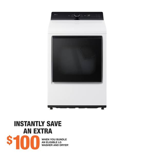 LG 7.3 cu. ft. Vented SMART Gas Dryer in Alpine White with EasyLoad ...