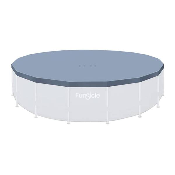 Funsicle 18 ft. x 18 ft. Round Gray Above Ground Pool Safety Cover ...