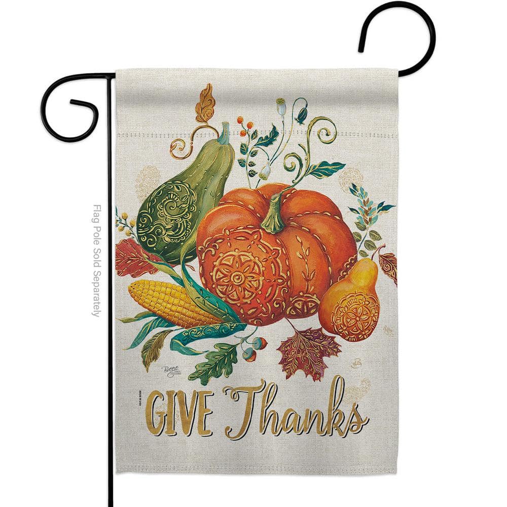 Breeze Decor 13 in. x 18.5 in. Suzani Give Thanks Garden Flag Double ...
