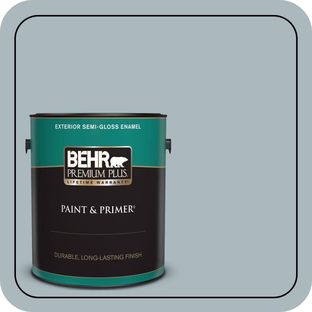 BEHR PREMIUM PLUS 1 gal. #740E-3 Prelude Semi-Gloss Enamel Exterior ...
