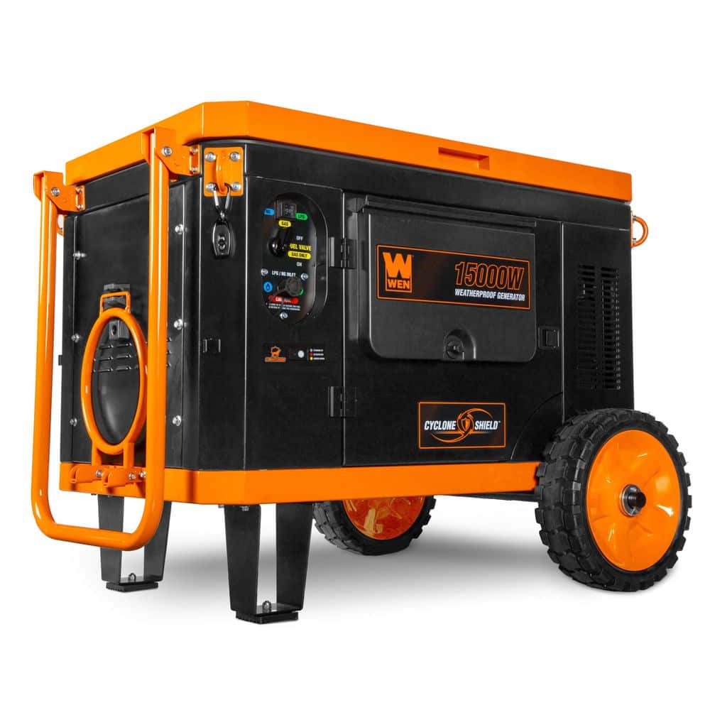 WEN 15,000-Watt Tri-Fuel Weatherproof Electric-Start 120V/240V Gas ...
