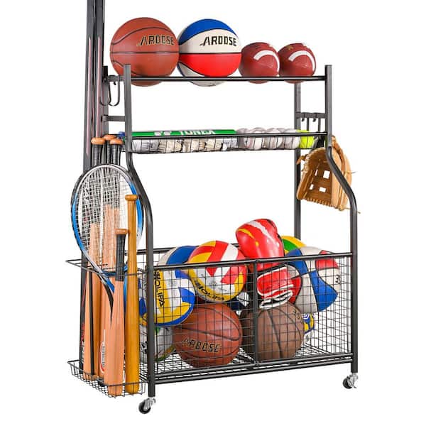 JAZAVA 200 lbs. Weight Capacity Sports Equipment Storage Rack with Ball ...