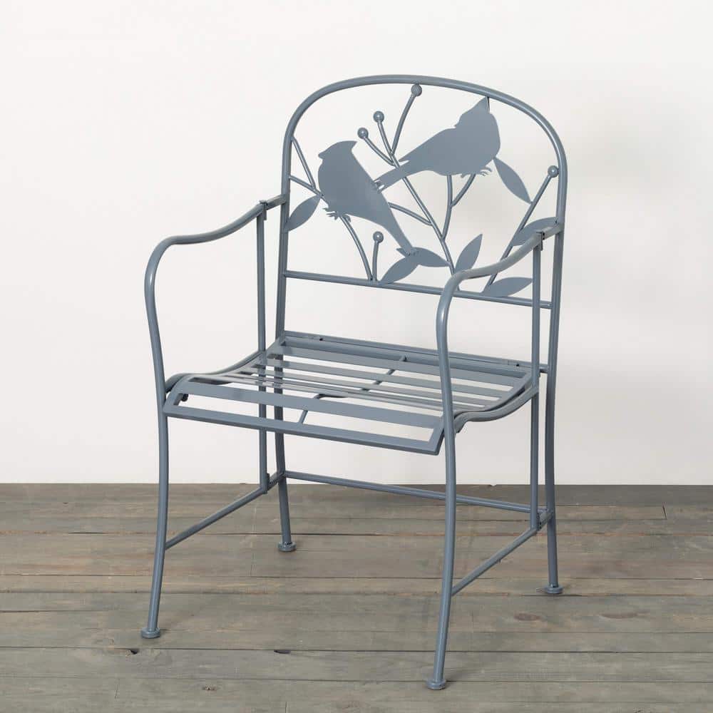 SULLIVANS 21.5 in. x 34.5 in. Gray Cardinal Metal Outdoor Garden Bench ...