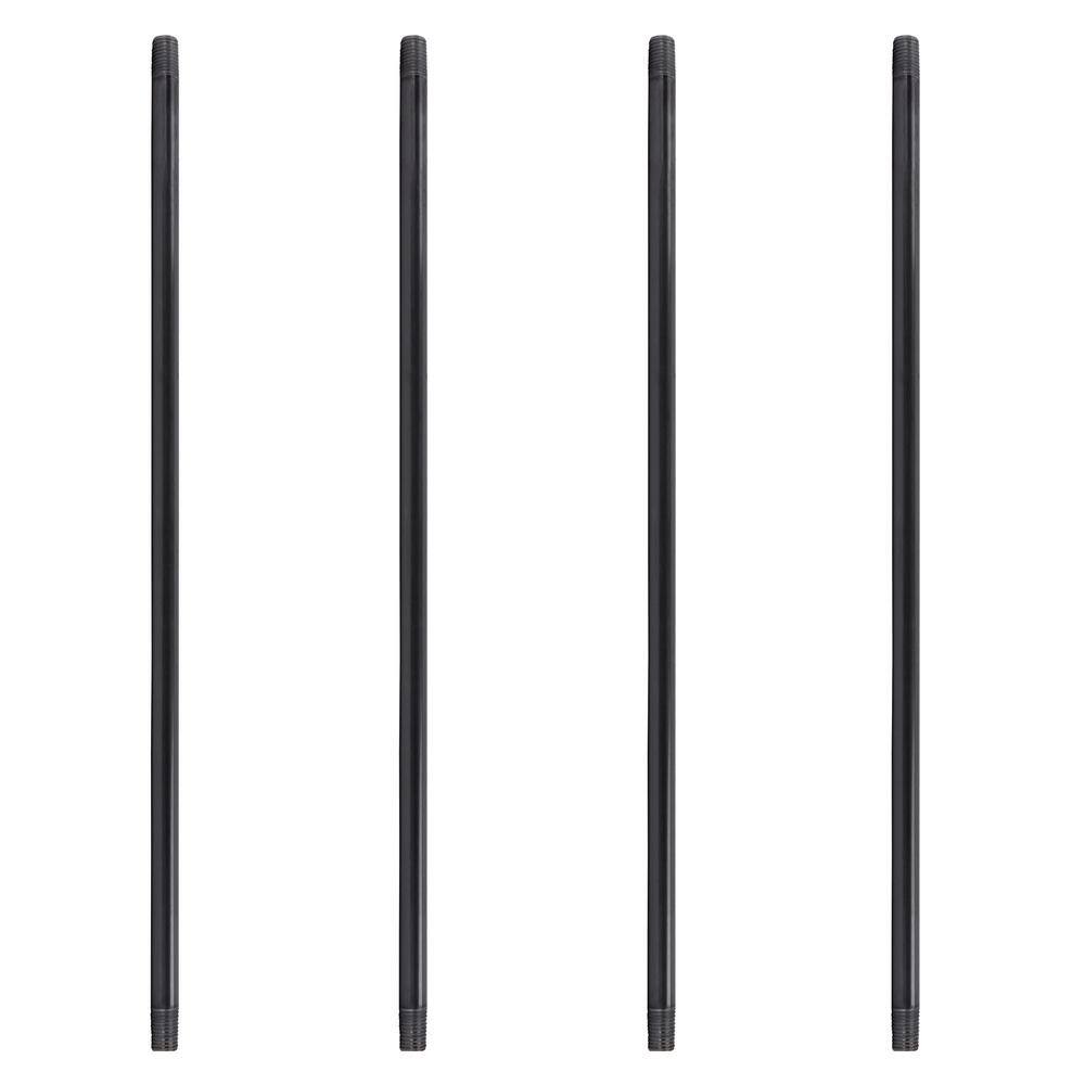 PIPE DECOR 1 in. x 72 in. Black Industrial Steel Grey Plumbing Pipe (4 ...