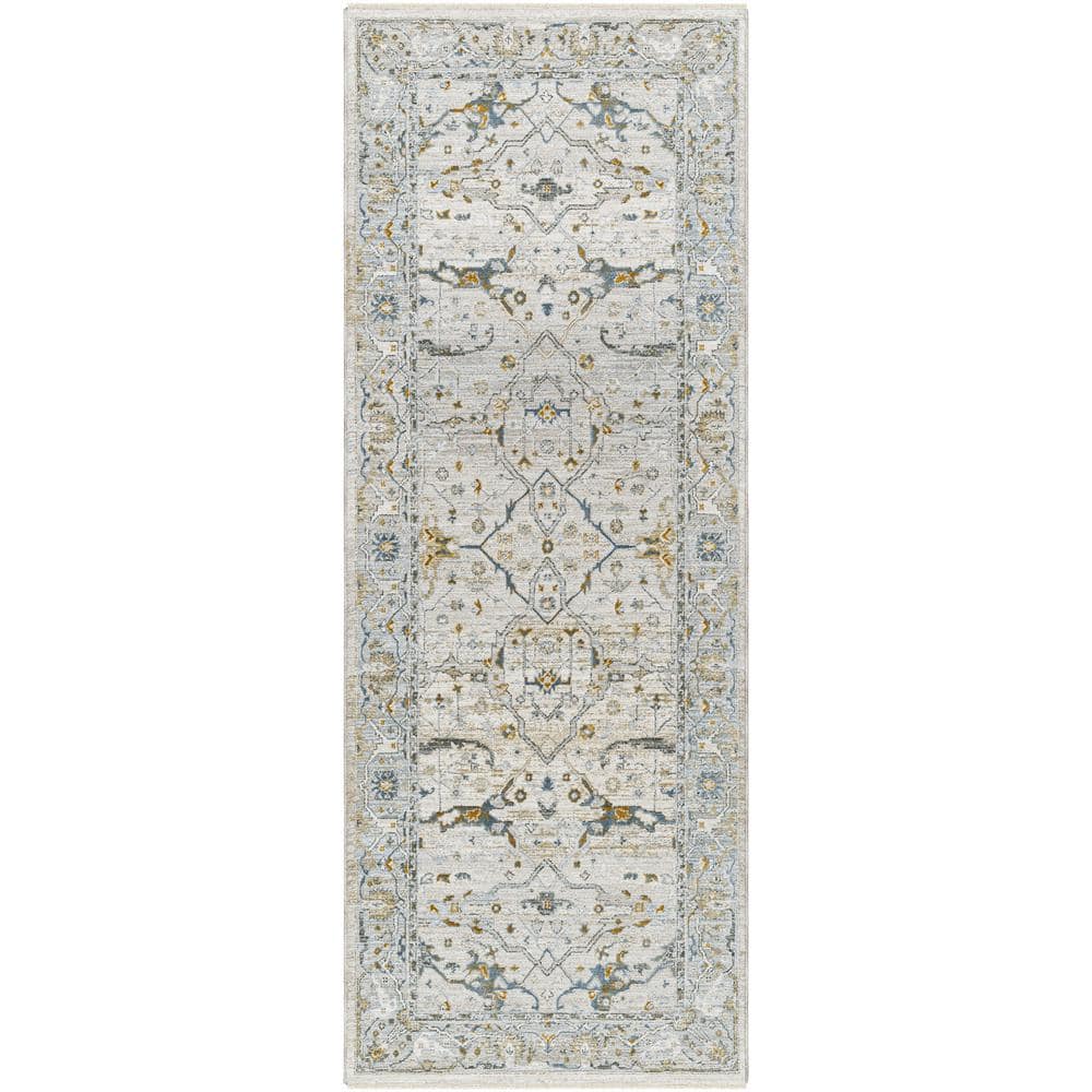 Livabliss Dresden Gray/Blue 10 ft. x 11 ft. Oriental Indoor Runner ...
