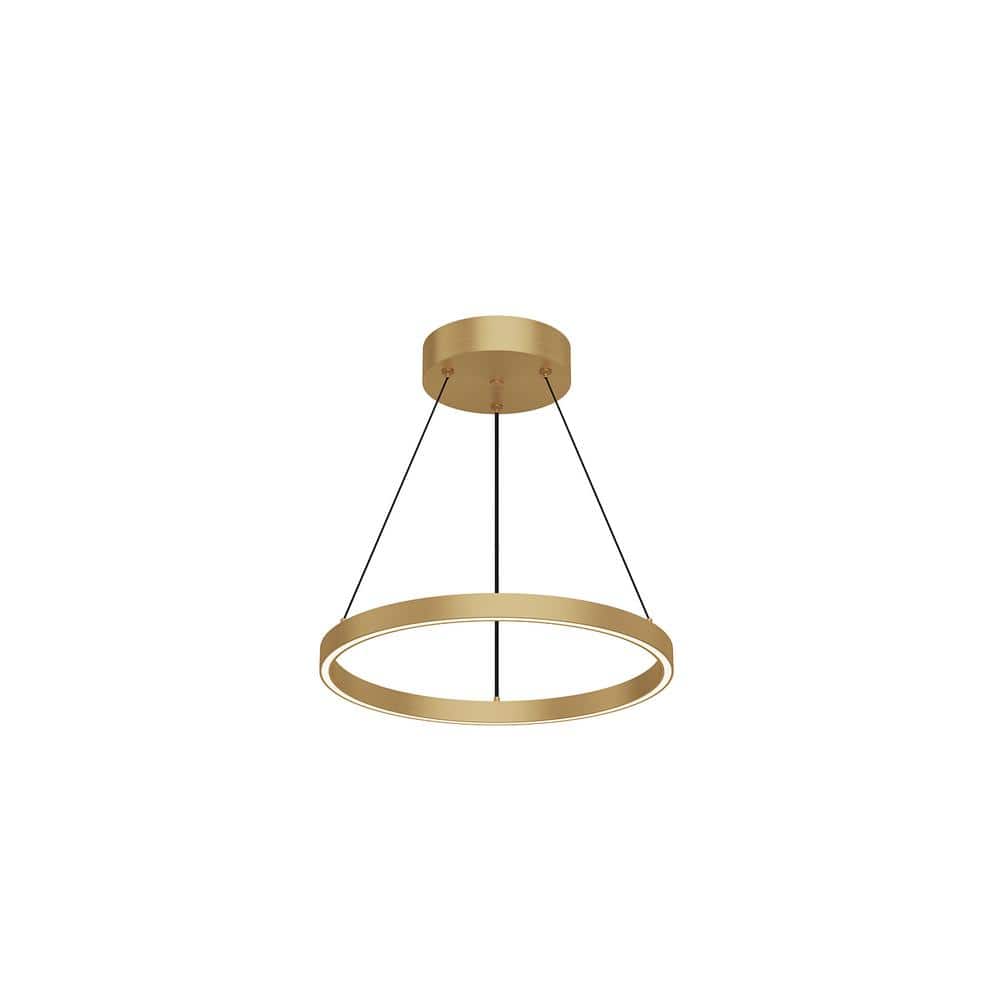 KUZCO Cerchio 18 in. 1 Light 51-Watt Brushed Gold Integrated LED Pendant Light PD87718-BG - The ...