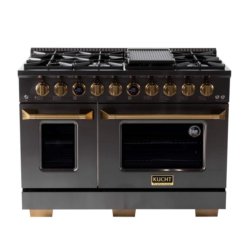 Kucht 48 in. 8-Burners Double Oven Dual Fuel Range Propane Gas in ...