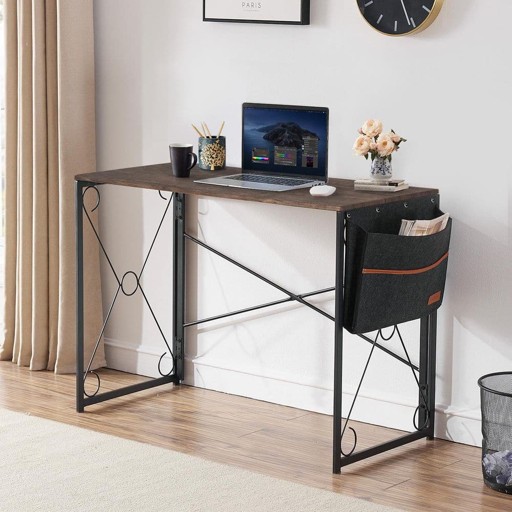 VECELO Foldable Computer Desk with Storage Bag, 39.3 in. Rectangular ...