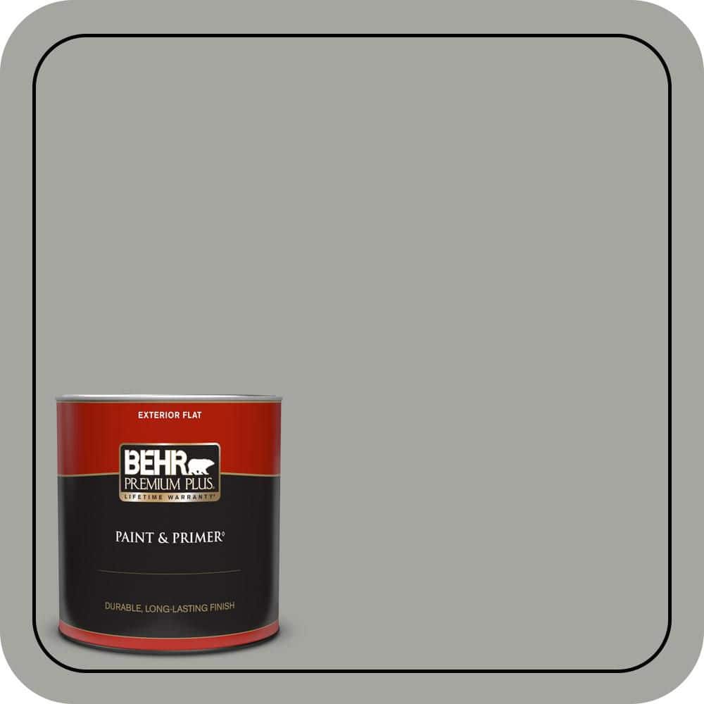 BEHR PREMIUM PLUS 1 qt. #PPU24-18 Great Graphite Flat Exterior Paint ...