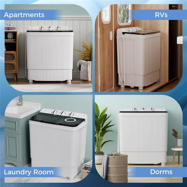 Costway 1.6 cu. ft. 17.6 lbs. Portable Top Load Washer Machine Mini Compact Washer Dryer in Gray HCST01197 The Home Depot