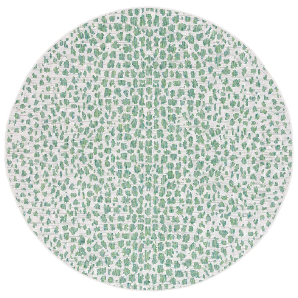 SAFAVIEH Courtyard Ivory/Green 7 ft. x 7 ft. Cheetah Geometric Indoor ...