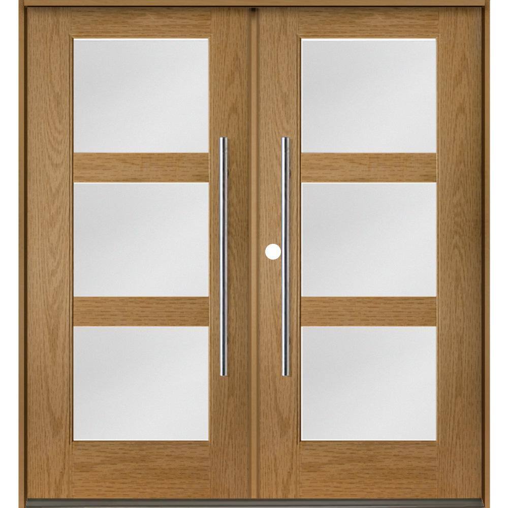 Krosswood Doors Faux Pivot 72 in. x 79 in. Right-Active/Inswing 3-Lite ...