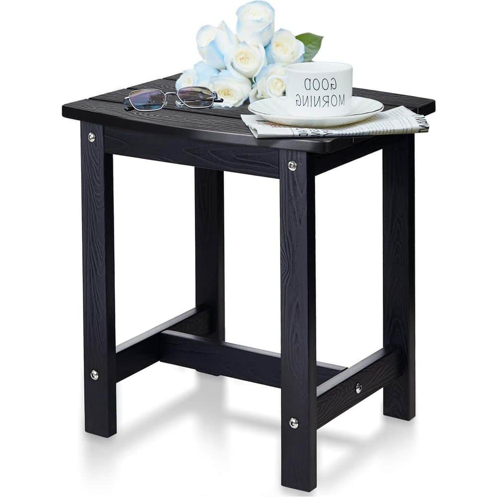 Black Plastic Outdoor Side Table for Patio, Pool, Beach, Porch, Deck ...