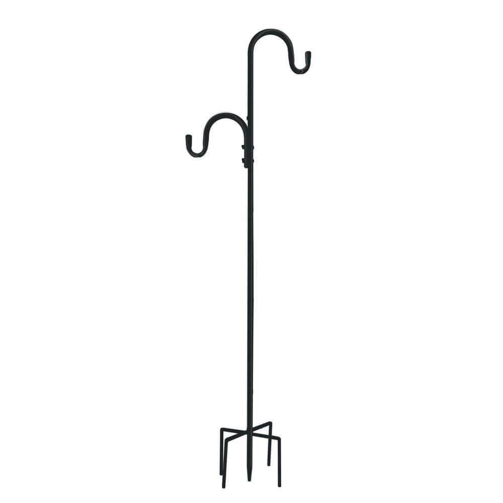 Justincity 78 in. Black Wrought Metal Adjustable Shepherds Double Hooks ...