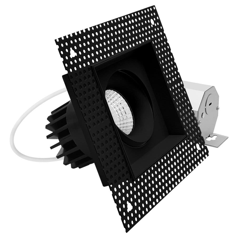 LUXRITE 1-Head Integrated LED Square Black Regressed Trimless Gimbal ...