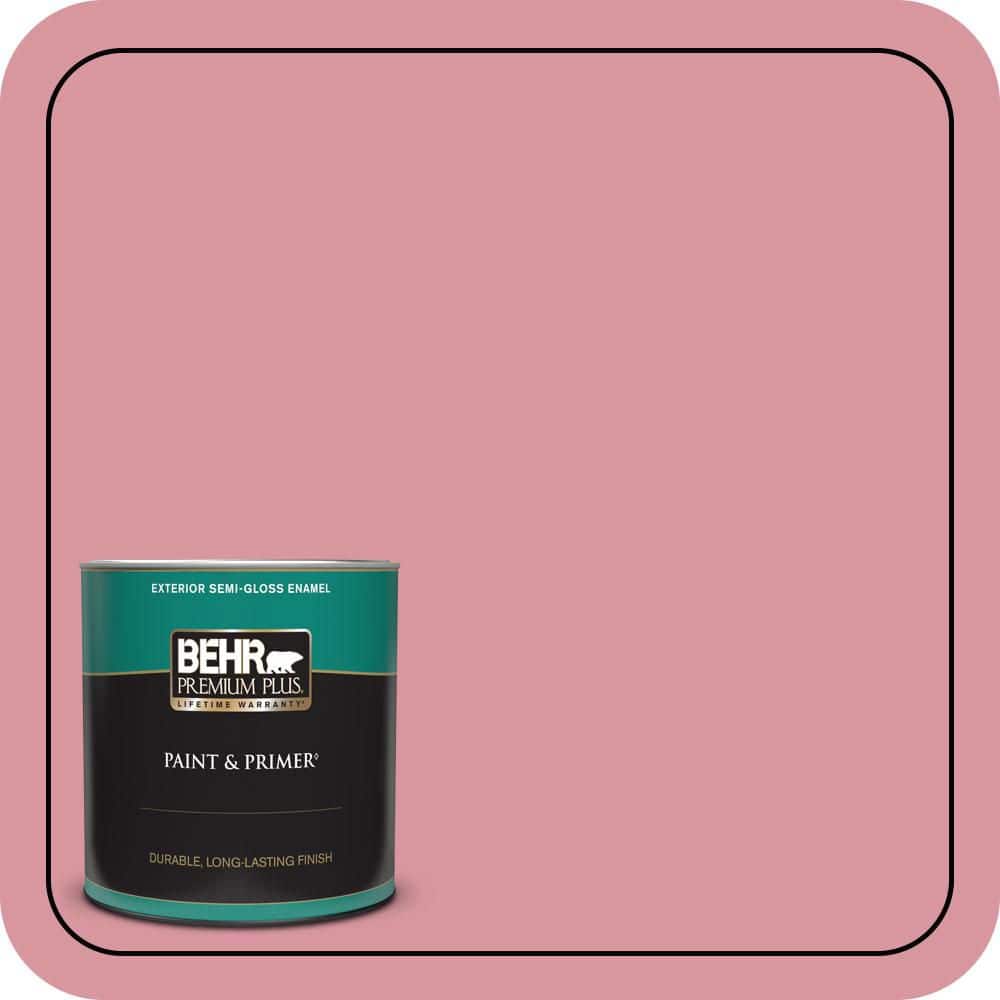 BEHR PREMIUM PLUS 1 qt. #M150-4 Glow Pink Semi-Gloss Enamel Exterior ...