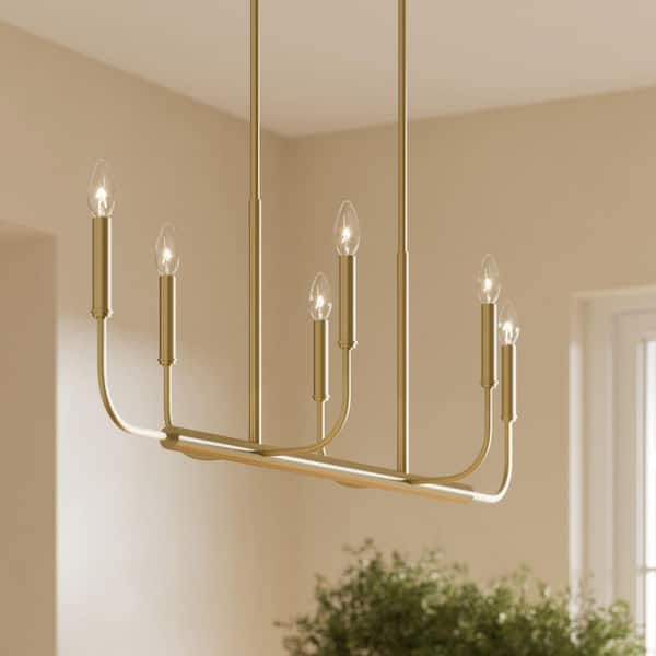 Progress Lighting Reines 60-Watt 6-Light Brushed Gold New Traditional ...