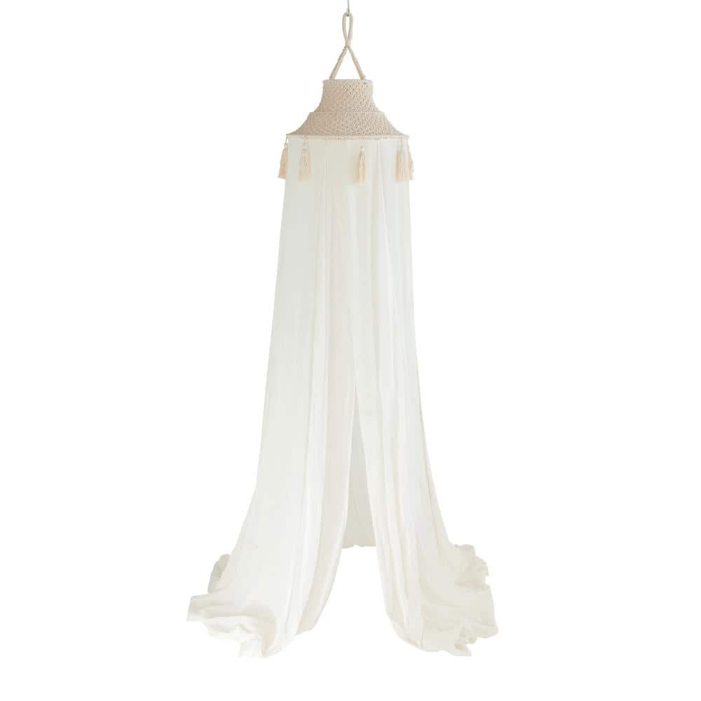 Storied Home White Cotton Macrame Canopy DF2171 - The Home Depot