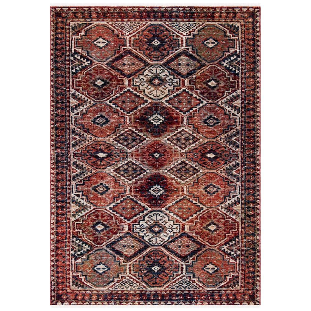 SAFAVIEH Herat Rust/Cream 5 ft. x 8 ft. Border Geometric Area Rug ...
