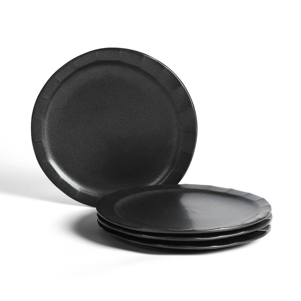 STONE LAIN Oasis 4-Piece Black Stoneware Dinner Plate Set (Service for ...