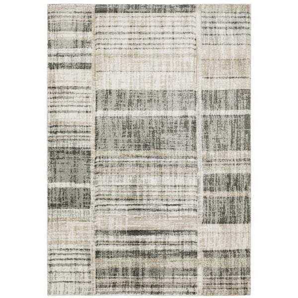 AVERLEY HOME Chateau Beige/Charcoal 5 ft. x 8 ft. Distressed Stripe ...