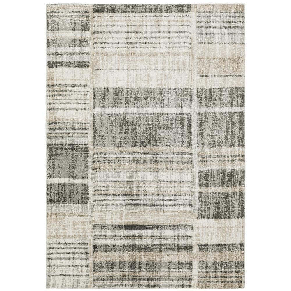 AVERLEY HOME Chateau Beige/Charcoal 10 ft. x 13 ft. Distressed Stripe ...