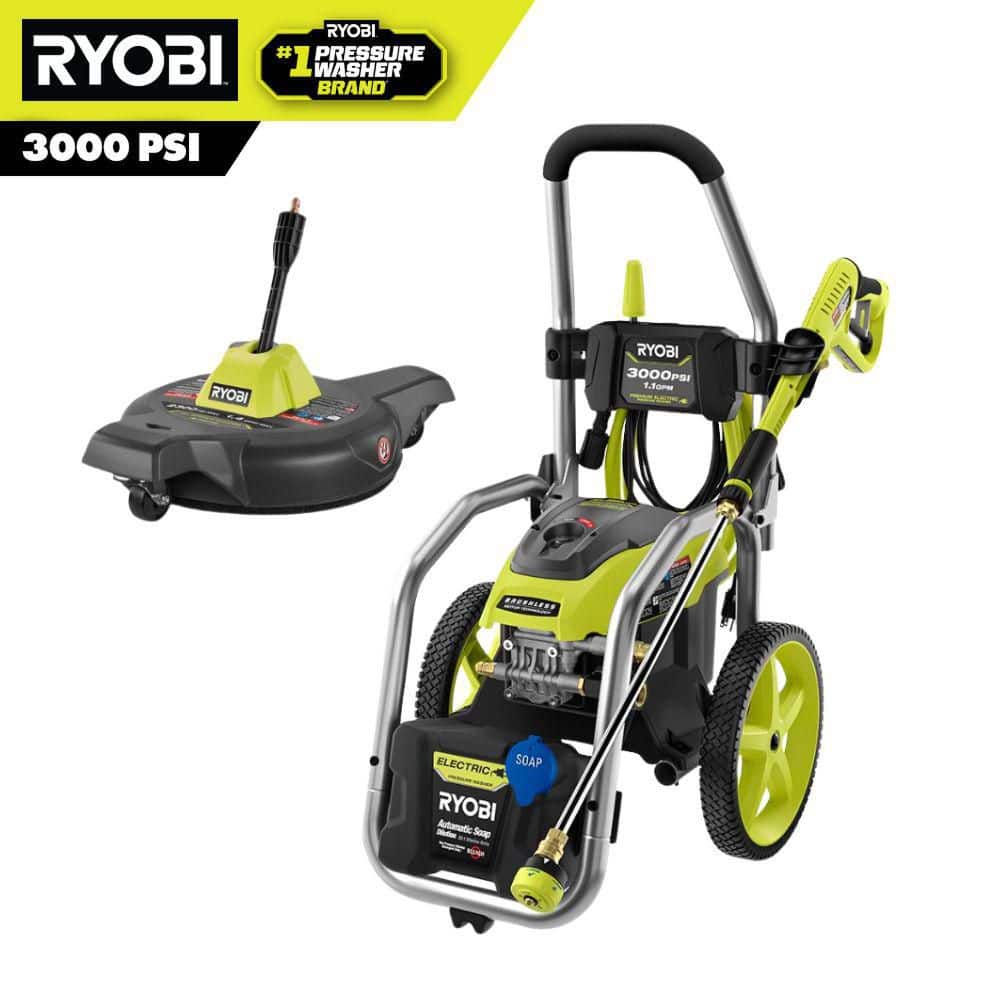 RYOBI 3000 PSI 1.1 GPM Cold Water Electric Pressure Washer and 12 in ...