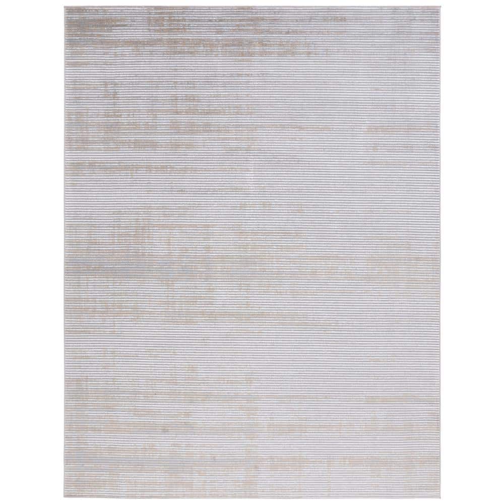 SAFAVIEH Martha Stewart Gray/Gold 9 ft. x 12 ft. Muted Striped Area Rug ...